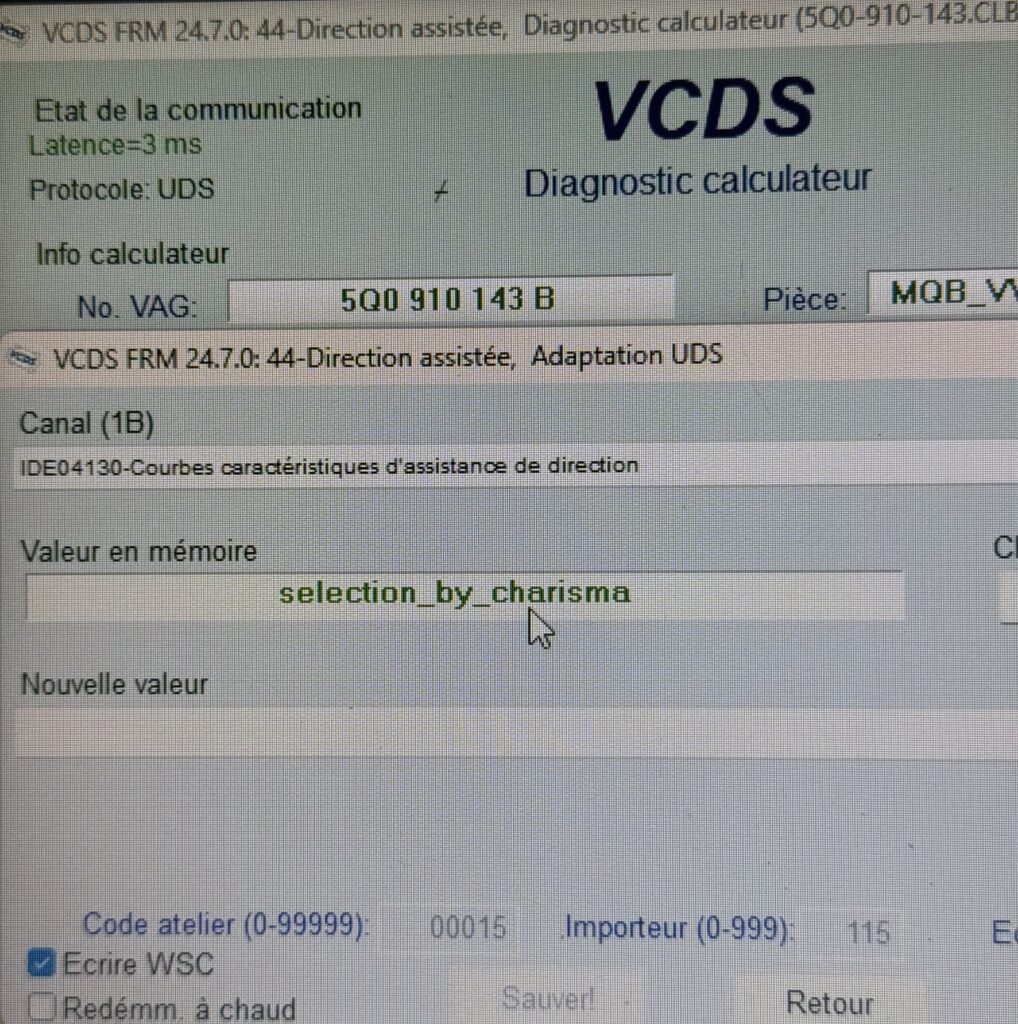 Tarraco (KN) - Modifier la dureté de la direction assistée - VAG Coding